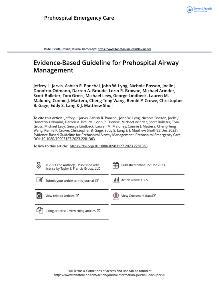 Prehospital Airway Management | PDF | Emergency Medical Services | Traumatic Brain Injury
