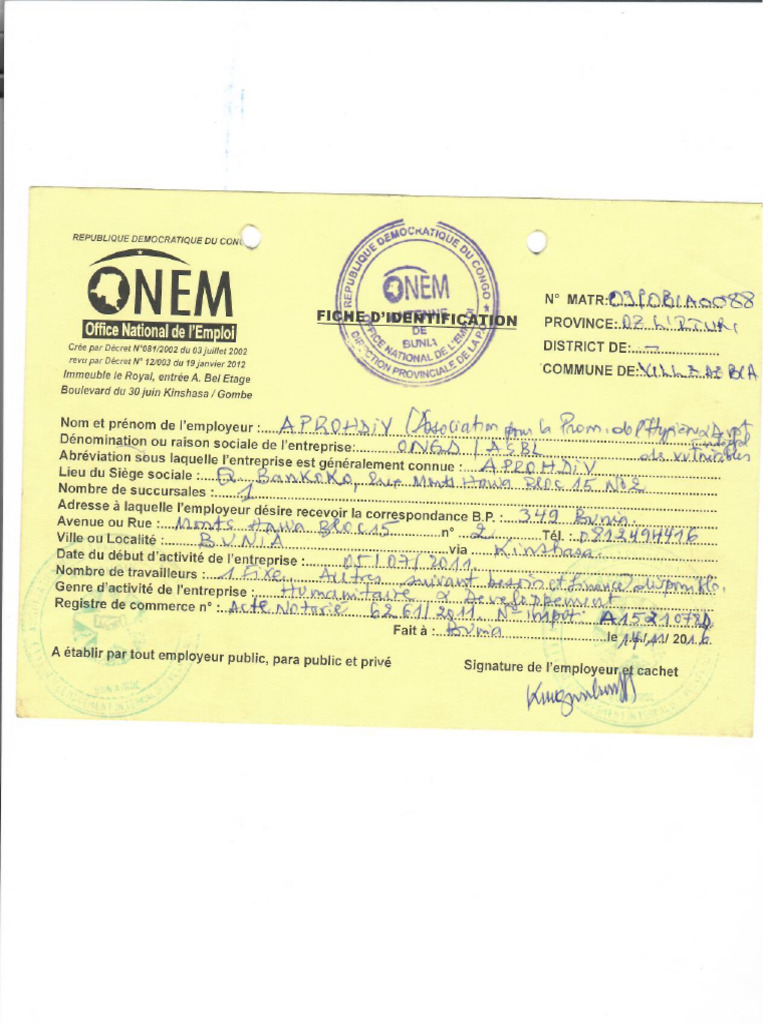 Certificat ONEM | PDF