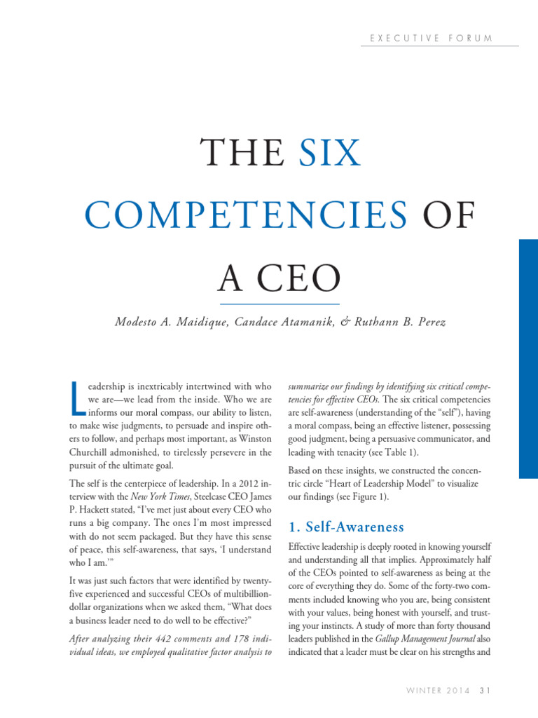 Article The Six Competencies of A CEO | PDF | Grit (Personality Trait ...