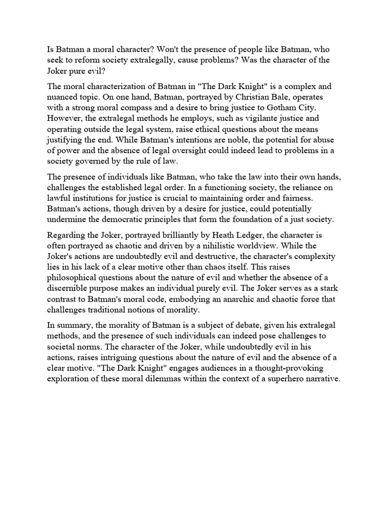 Batman | PDF | Batman | Morality