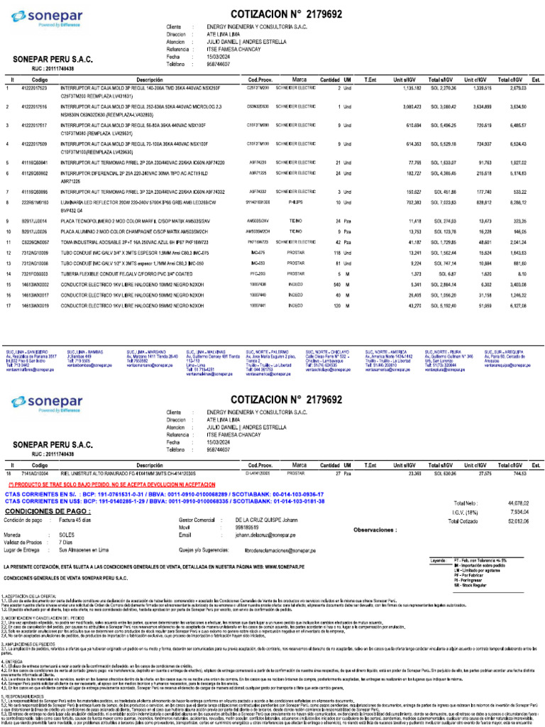 COT. CABLE+ITM 2 - SONEPAR | PDF