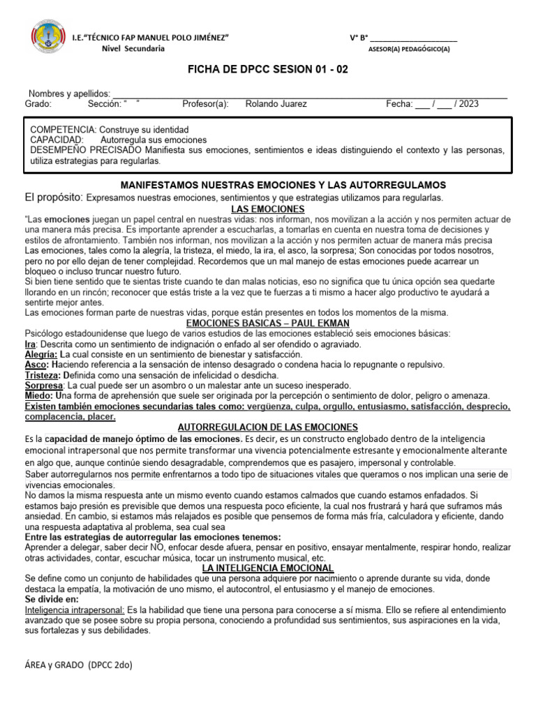 Ficha DPCC | PDF | Las emociones | Empatía