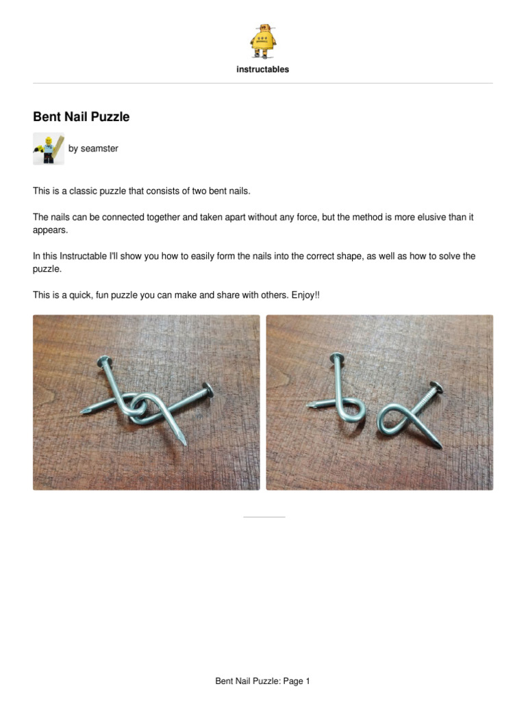 Bent Nail Puzzle | PDF