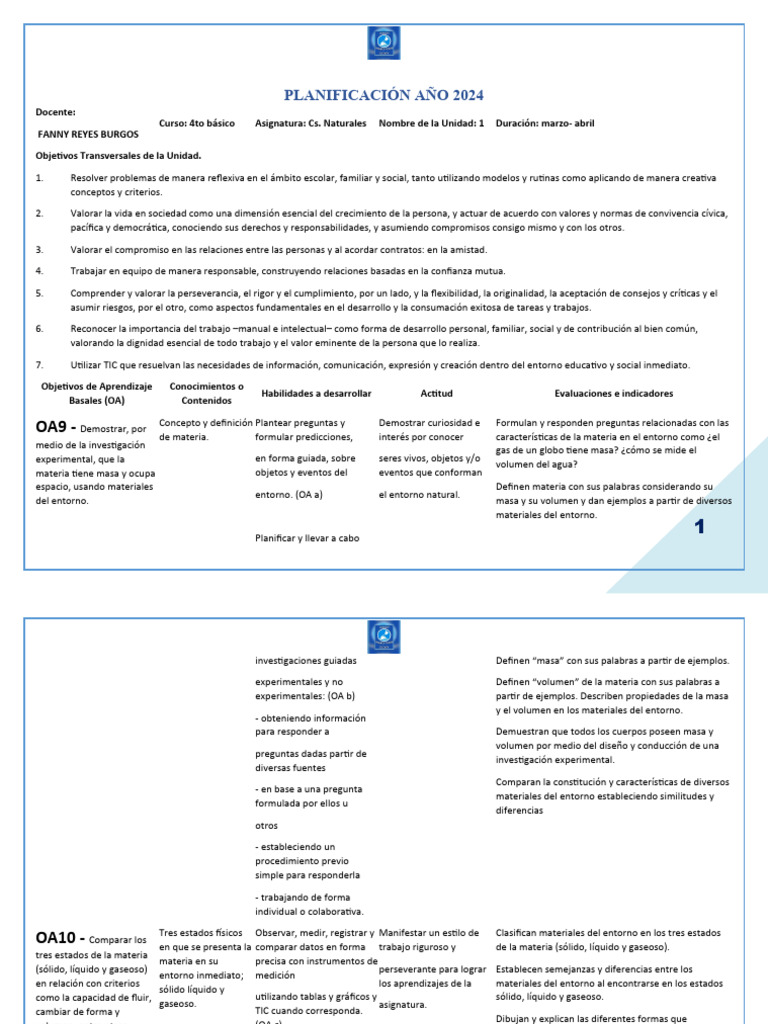 Ciencias 4° Básico 2024 | PDF | Ecosistema | Gases