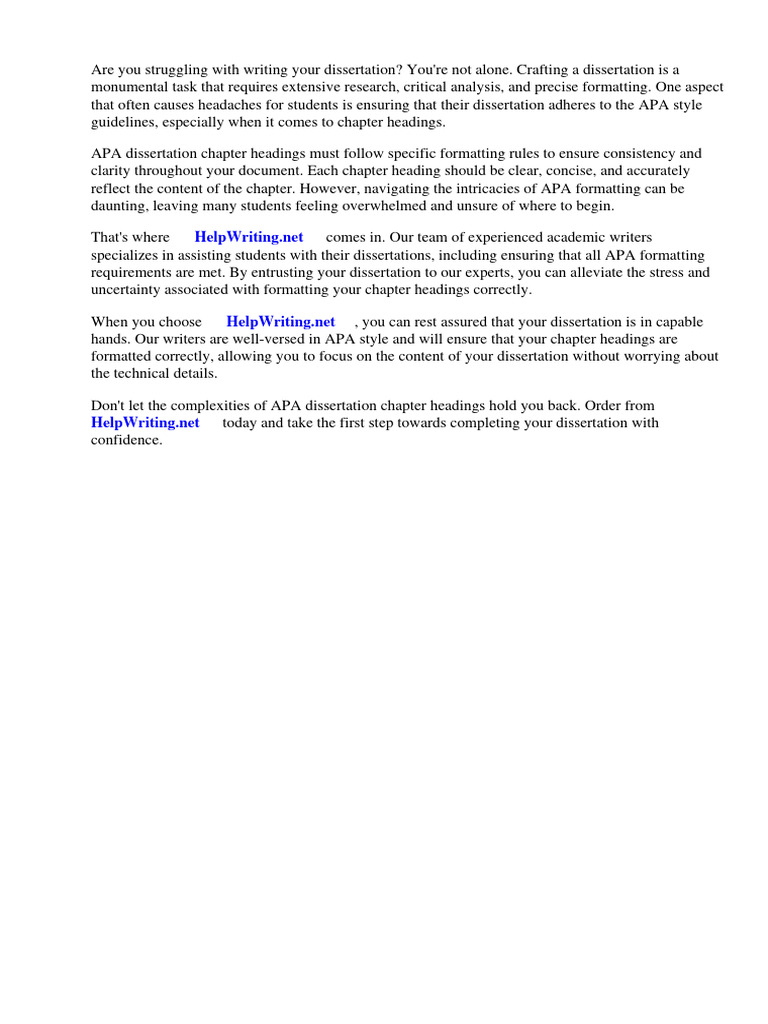 Apa Dissertation Chapter Headings | PDF | Apa Style | Thesis