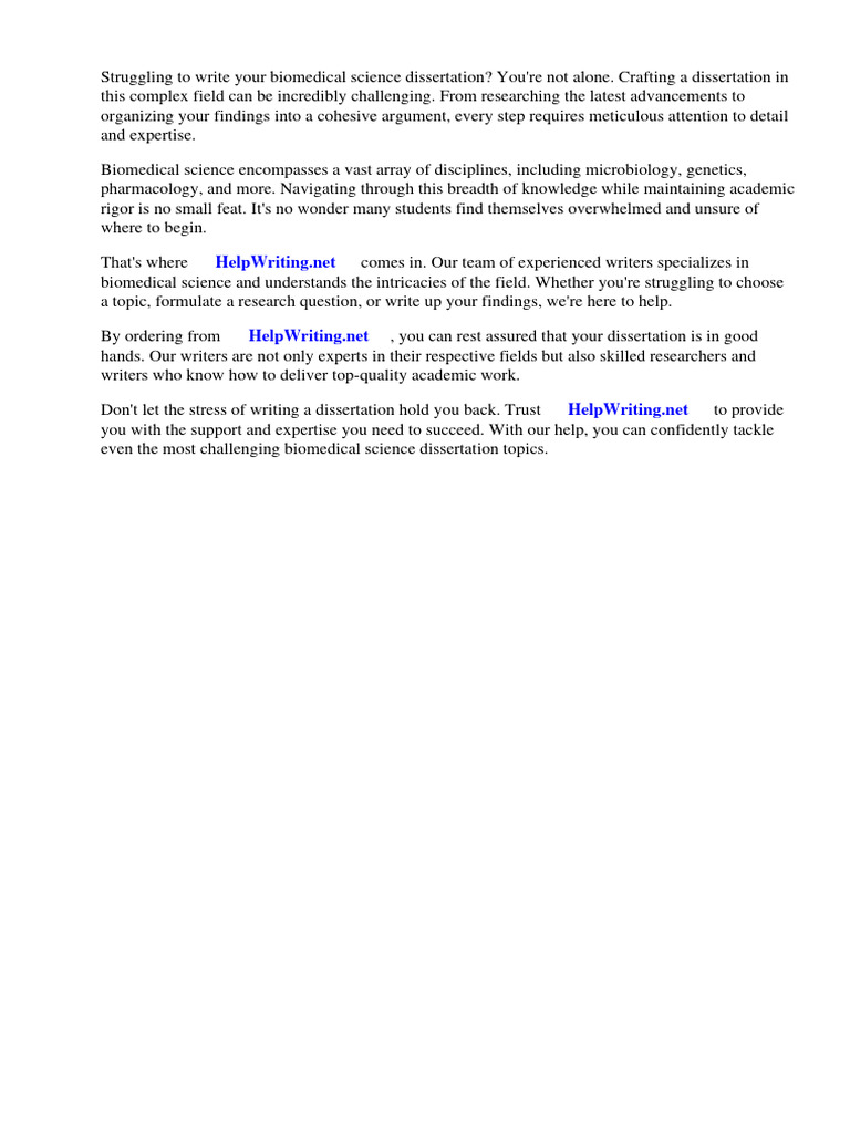 Biomedical Science Dissertation Topics | PDF | Expert | Science