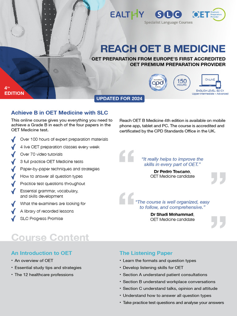 SYLLABUS - Reach OET Medicine | PDF | Question | Medicine
