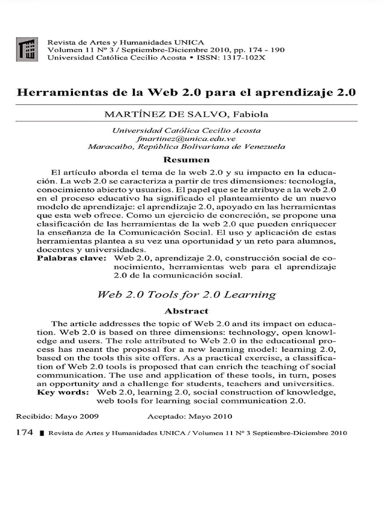 Herramientas de la WEB 2.0. Lectura para | PDF