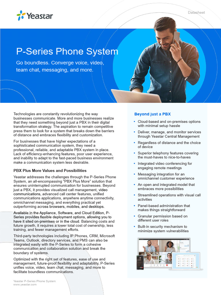 Yeastar P-Series PBX System Datasheet en | PDF | Call Centre | Session Initiation Protocol