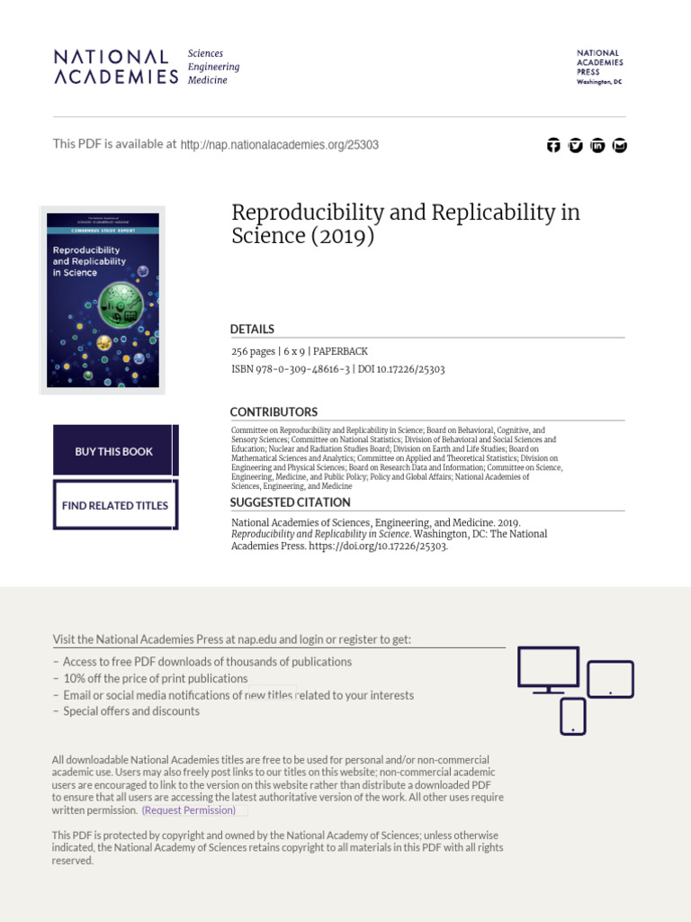 Reproducibility and Replicability in Science (2019) : This PDF Is Available at | PDF | Science ...