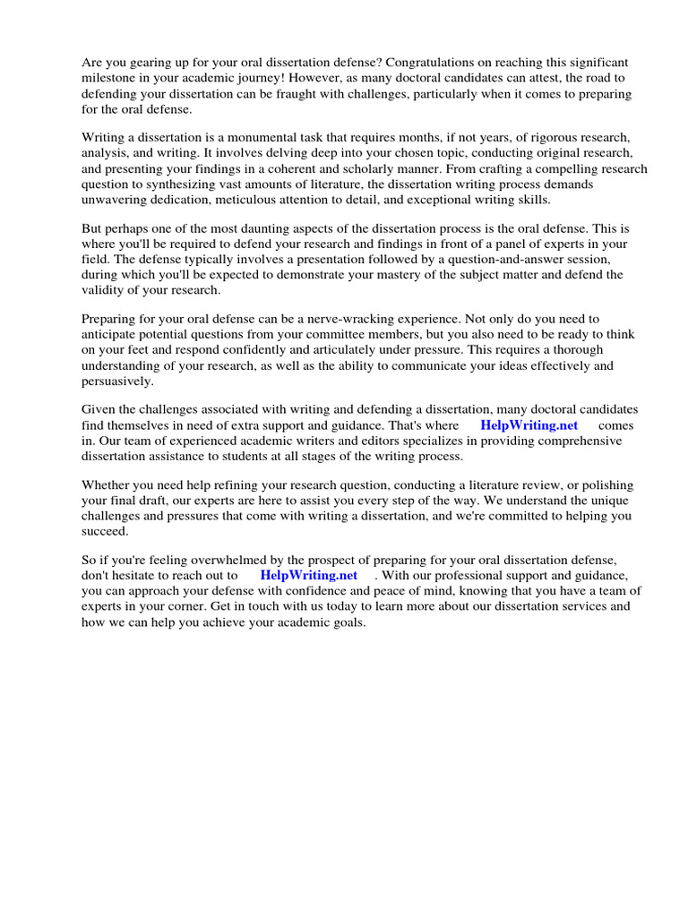 Oral Dissertation Defense Questions | PDF | Thesis