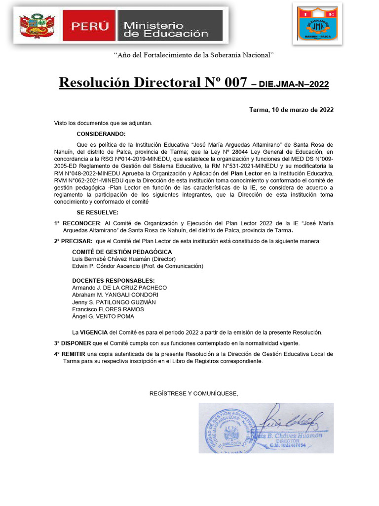 Plan Lector 2022 en IE José María Arguedas | PDF | Crecimiento personal ...