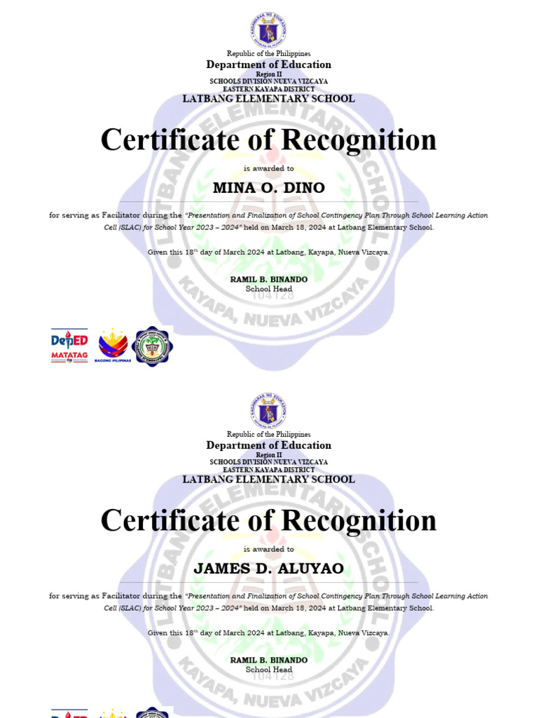 Certificate of Recognition | PDF | Philippines | Public Administration