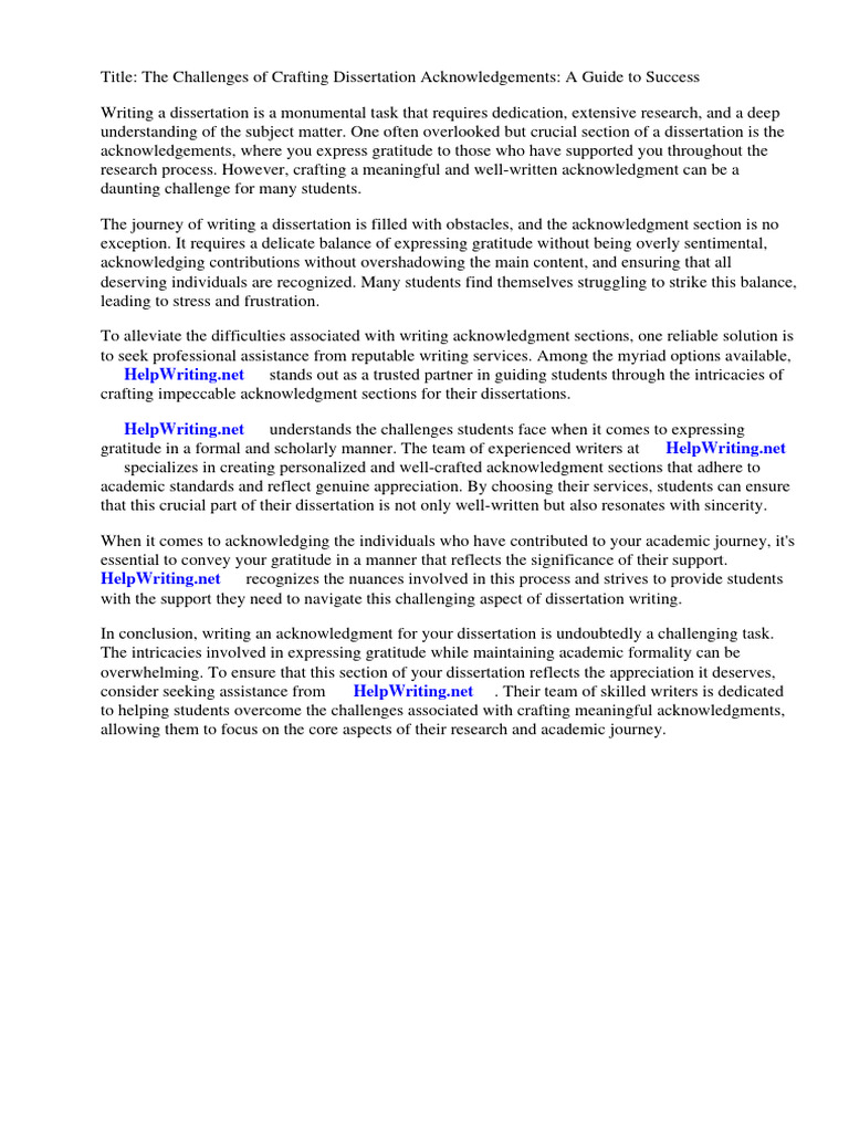How to Write an Acknowledgement Dissertation Examples | PDF | Thesis ...