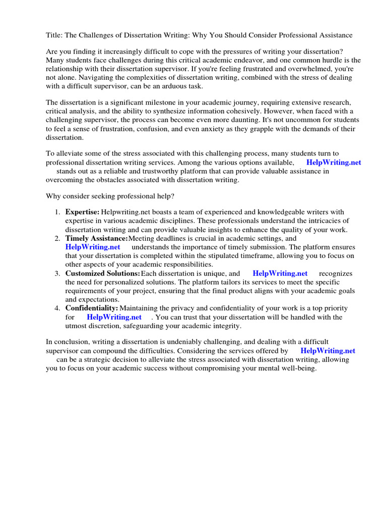 Dissertation Writing Challenges & Solutions | PDF | Thesis | Doctor Of Philosophy