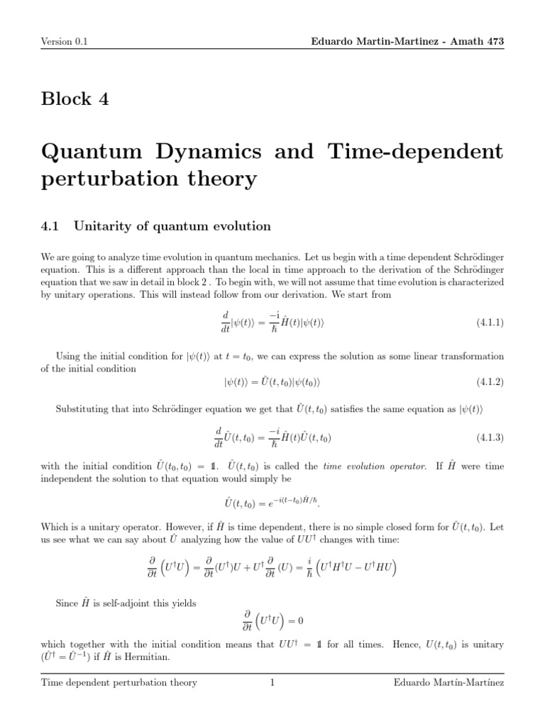 QM Block 4 | PDF | Perturbation Theory (Quantum Mechanics ...