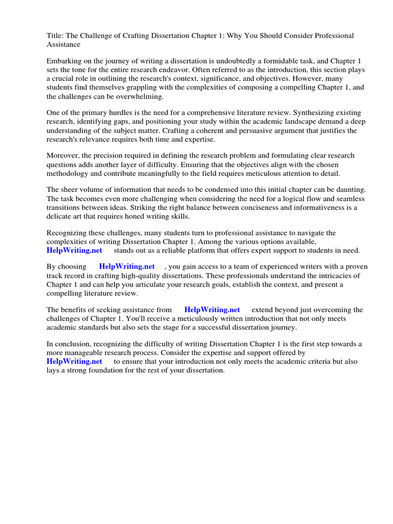 Writing A Dissertation Chapter 1 | PDF | Biometrics | Thesis