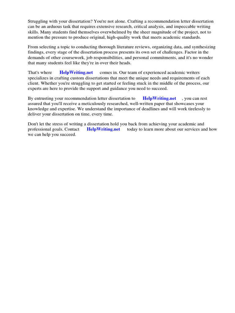 Recommendation Letter Dissertation | PDF