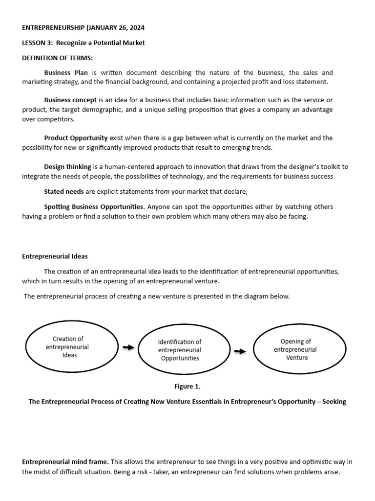 Entrep - Lesson 3 - Recognize A Potential Market | PDF ...