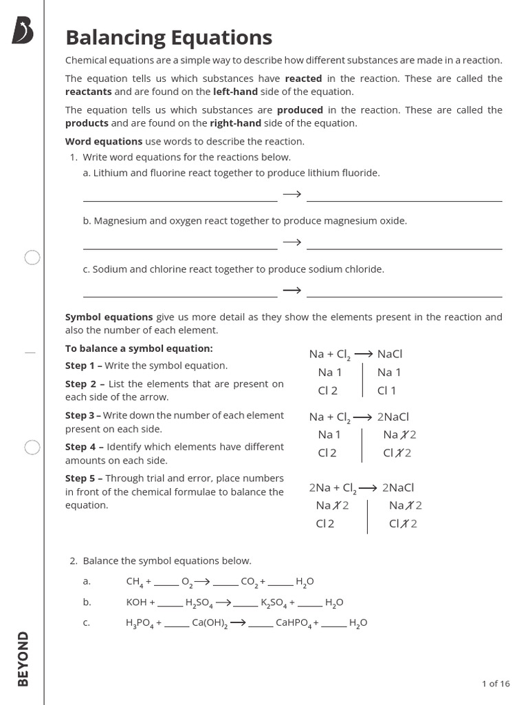 GCSE Quantitative Chemistry Home Learning Sheets | PDF | Mole (Unit ...