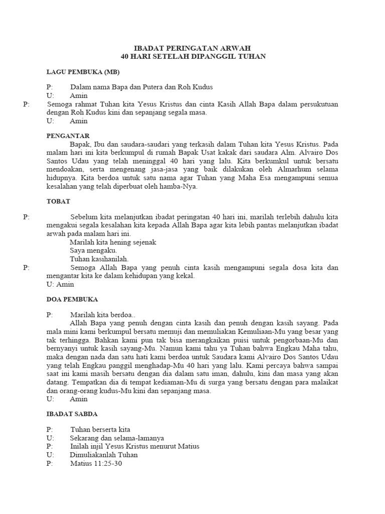 Ibadat Peringatan Arwah 40 Hari | PDF | Agama & Spiritualitas