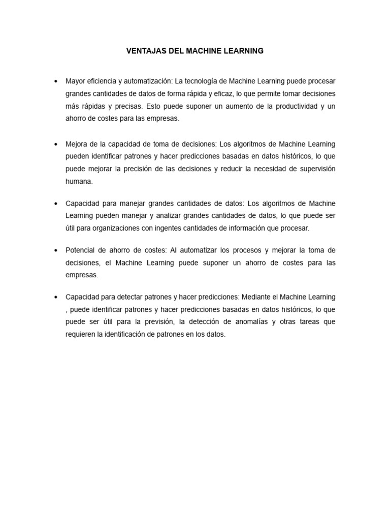 Ventajas Del Machine Learning | PDF | Aprendizaje automático | Toma de ...