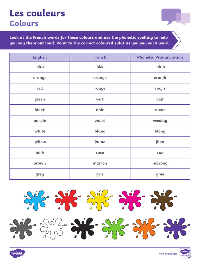 French Colours Scramble | PDF