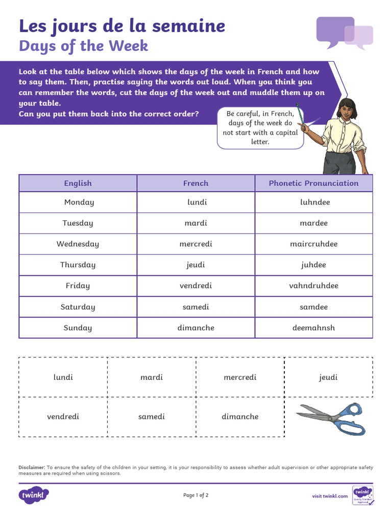 French Days of The Week | PDF