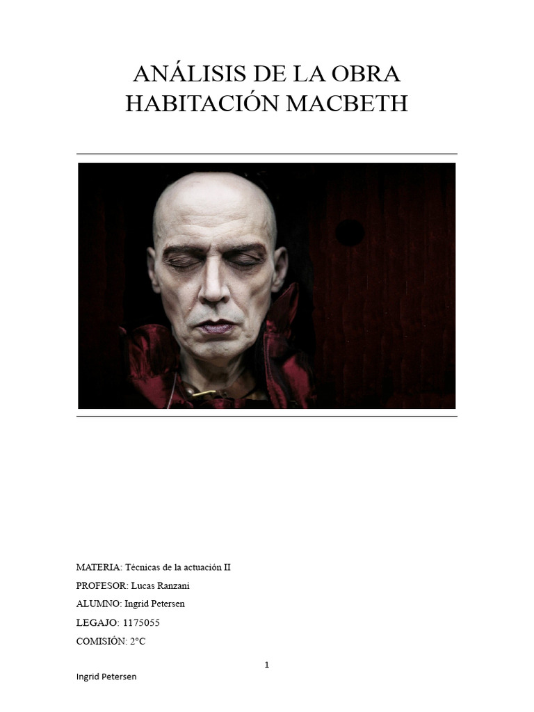 Análisis de La Obra Habitación Macbeth | PDF | Macbeth