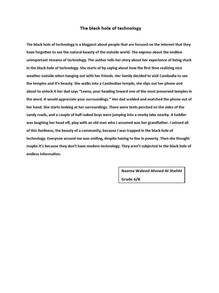 Escaping the Black Hole of Technology | PDF