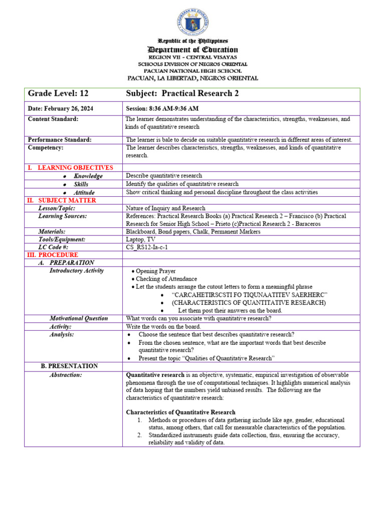 Practical Research 2: Quantitative Focus | PDF | Educational Assessment ...