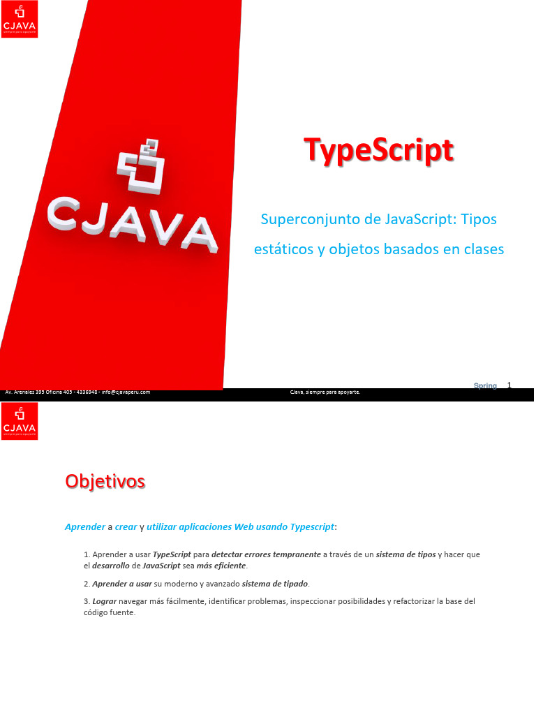 Sesión 13 - TypeScript | PDF | Lenguaje de programación | Script Java Sesión 13 - TypeScript | PDF | Lenguaje de programación | Script Java