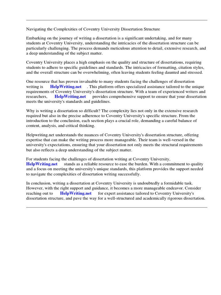 Coventry University Dissertation Structure | PDF