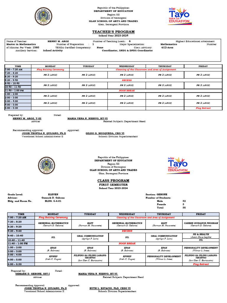 Gebone Class Program Template | PDF