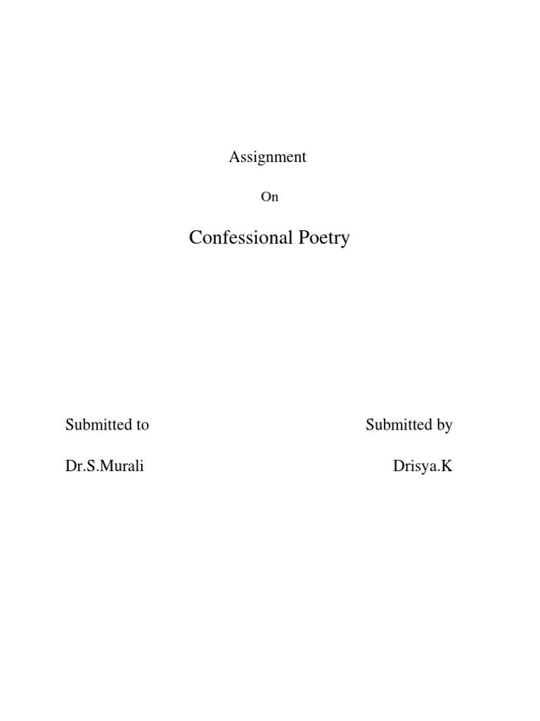 Confessional Poetry | PDF | Poetry
