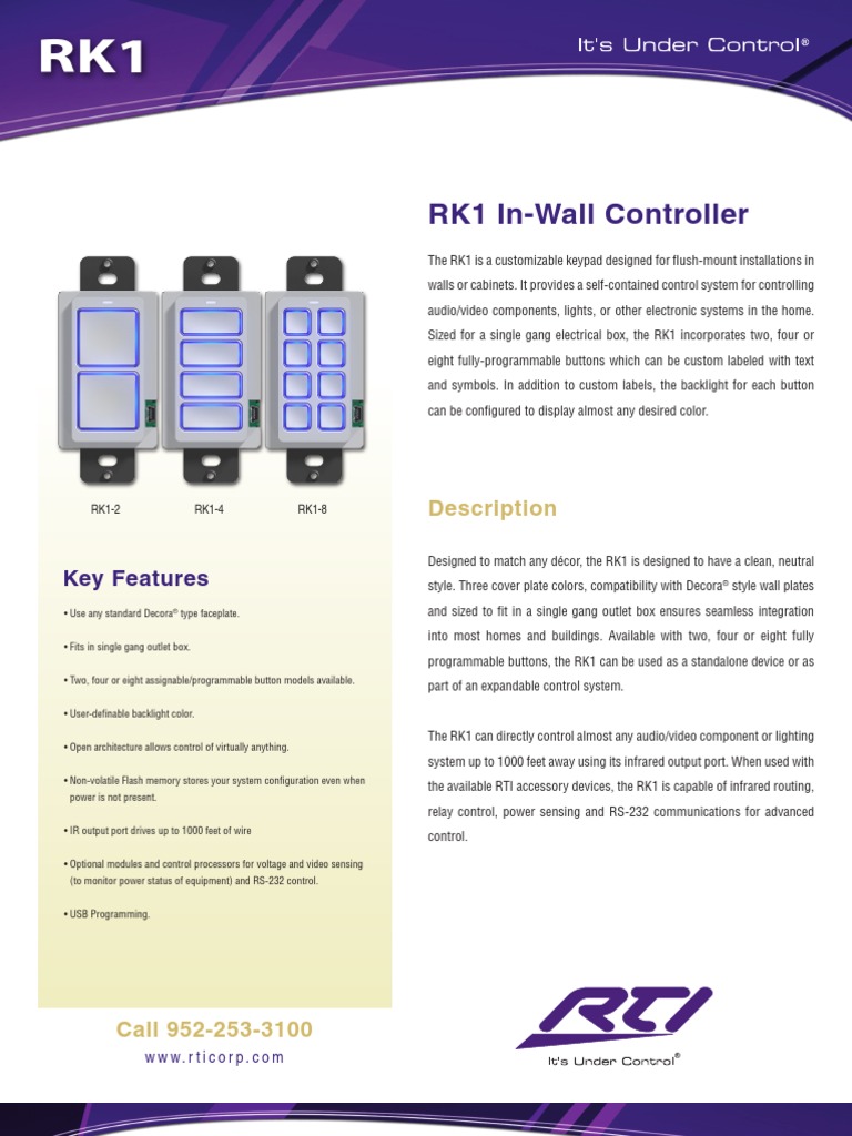 Cutsheet rk1 | PDF | Usb | Remote Control