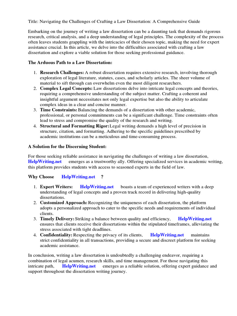 Law Dissertation Proposal Example | PDF | Thesis | Essays