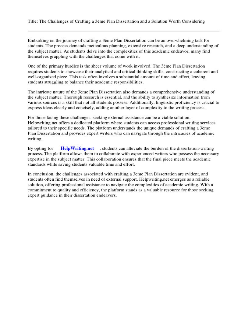 Plan Dissertation 3eme | PDF | Thesis | Essays