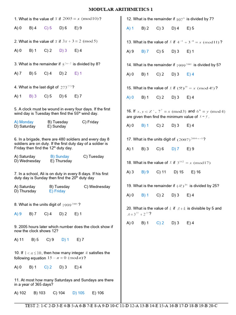 Modular Arithmetics 1 | PDF | Mathematics | Arithmetic