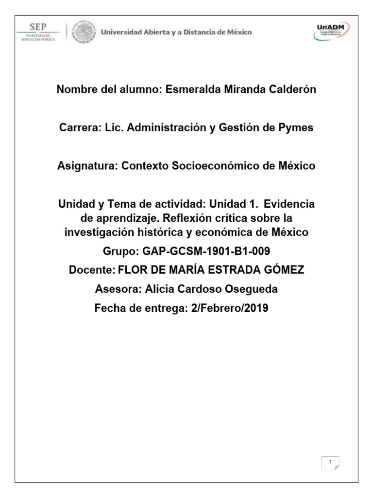 GCSM U1 Ea Esmc | PDF | México | Enrique Peña Nieto GCSM U1 Ea Esmc | PDF | México | Enrique Peña Nieto