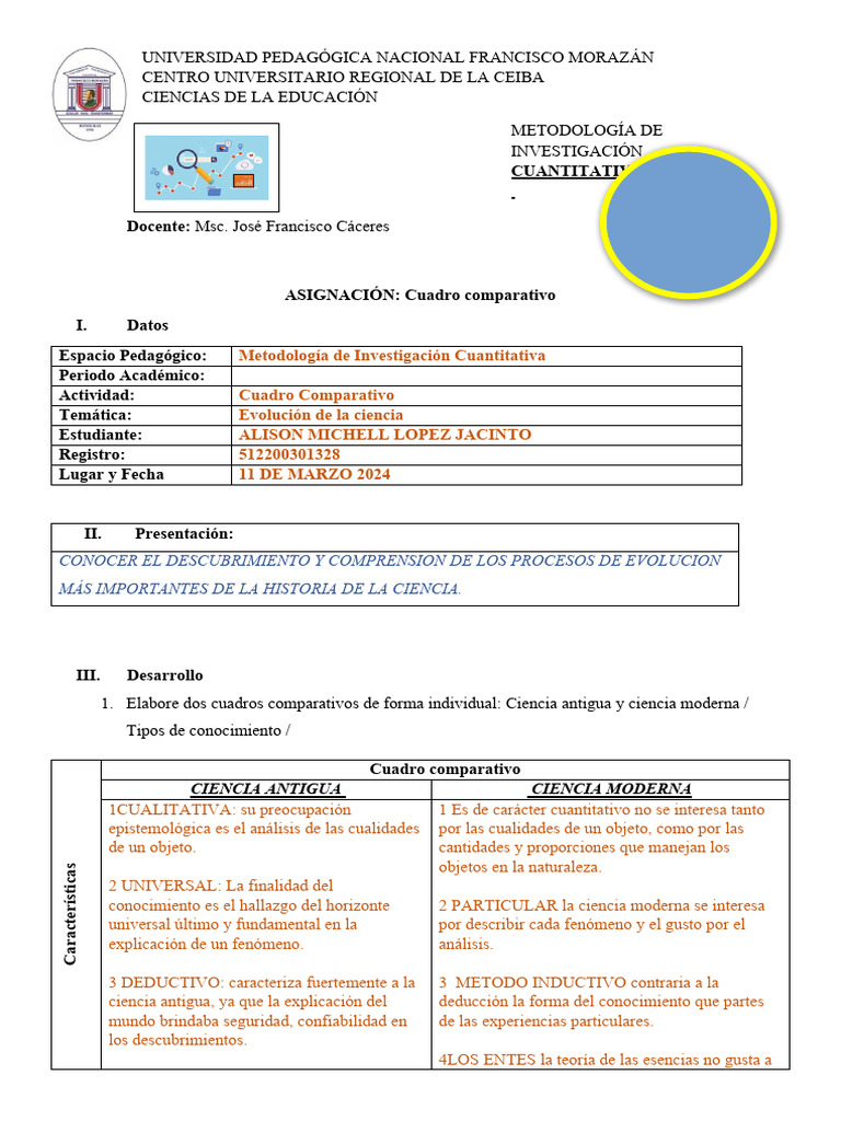 Preufod-Inv Cuadro Comparativo 2024-I (3) Alison Lopez | PDF ...