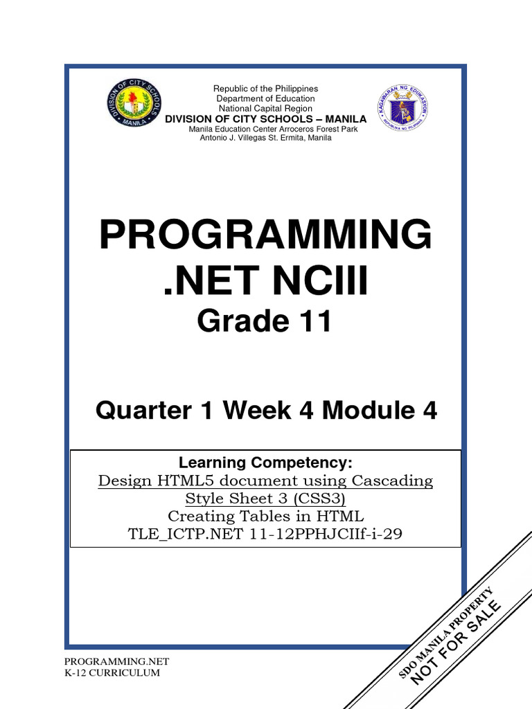 Grade-11-Com-Prog-Quarter-1-Week-4-Module-4 | PDF | Html Element | Html