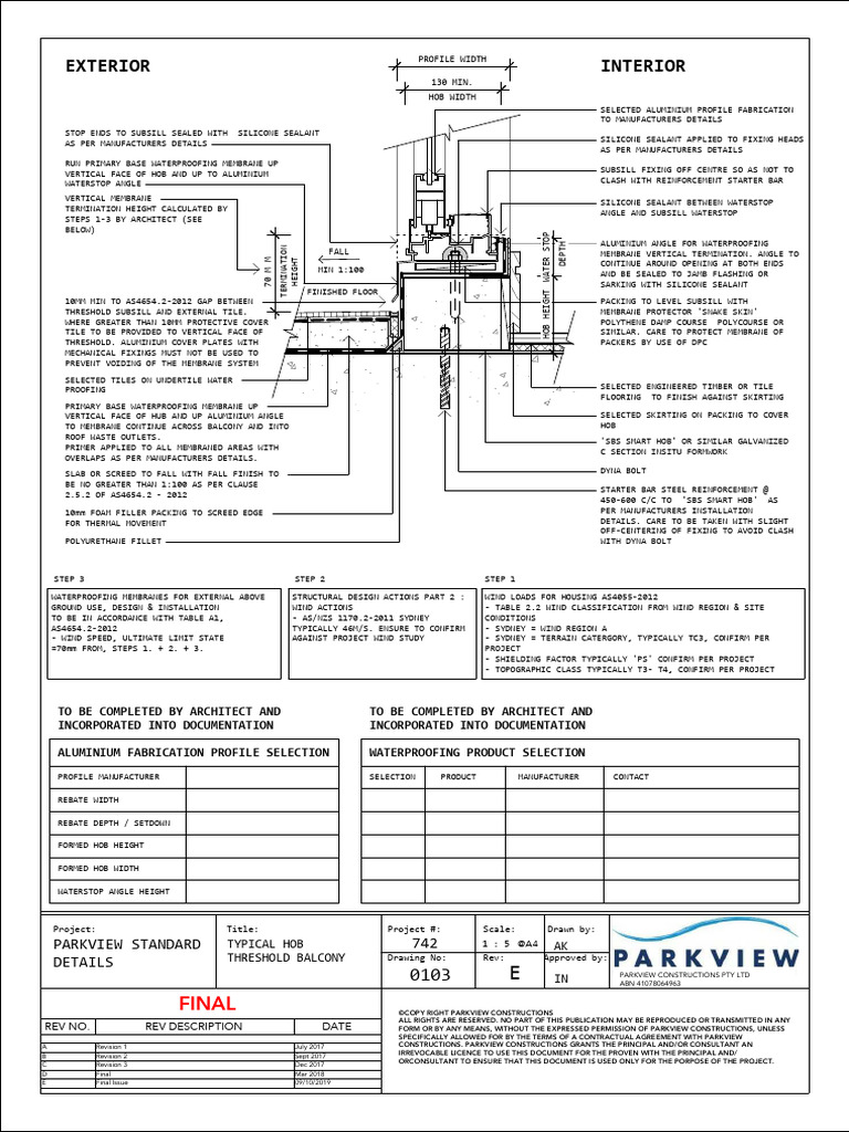 Det-0103-Typical Hob Threshold Balcony-E | PDF