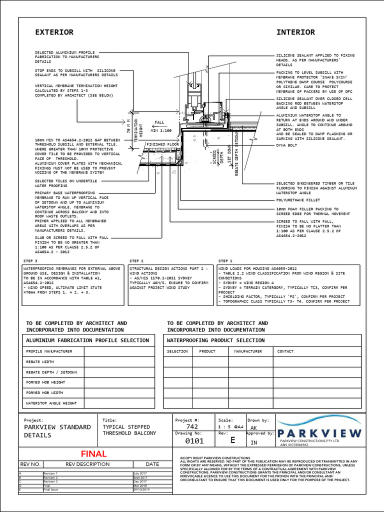 Det-0101-Typical Stepped Threshold Balcony-E | PDF