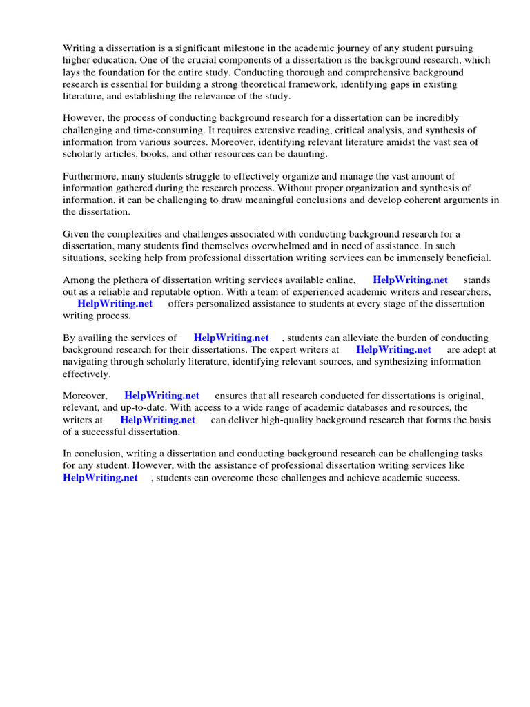 Dissertation Background Research | PDF | Thesis | Theory