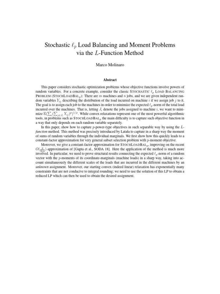 Stoch Load Bal r1 | PDF | Mathematical Optimization | Function (Mathematics)