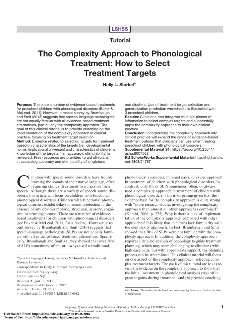 The Complexity Approach To Phonological Treatment | PDF | Syllable ...