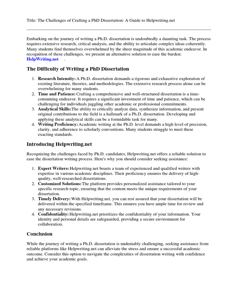 PHD Dissertation PDF Download | PDF | Thesis | Apa Style