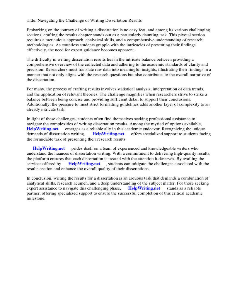 How To Write Results For A Dissertation | PDF | Methodology | Thesis