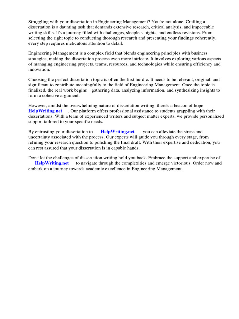 Dissertation Topics Engineering Management | PDF